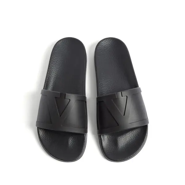 Valentino Garavani Maxi Vlogo Signature Rubber Slides - Black