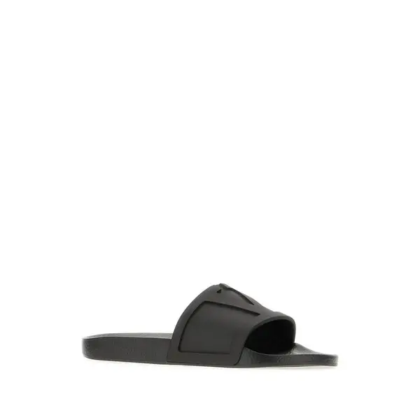 Valentino Garavani Maxi Vlogo Signature Rubber Slides - Black
