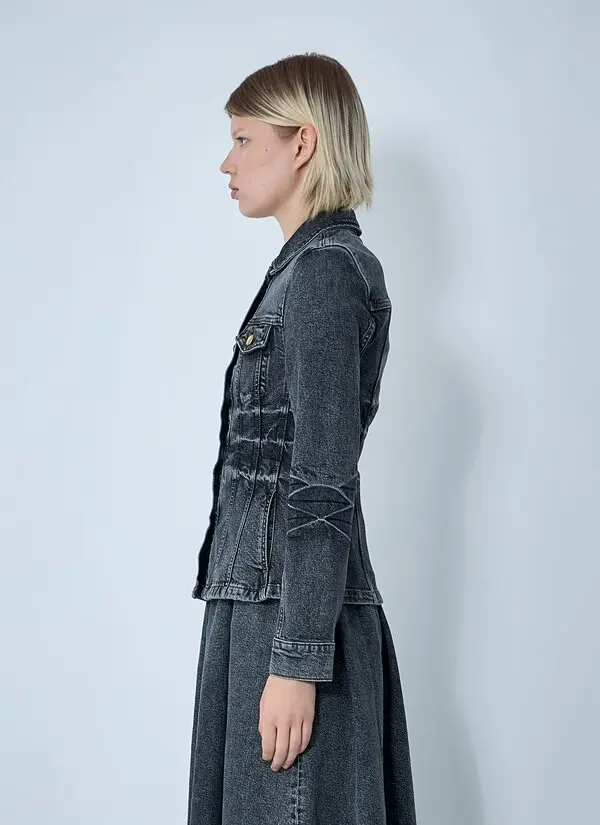 GANNI Stretch Denim Jacket - Black