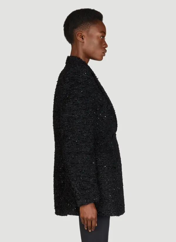 Balenciaga Hourglass Jacket In Wool-blend Tweed - Black