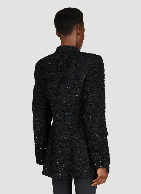 Balenciaga Hourglass Jacket In Wool-blend Tweed - Black