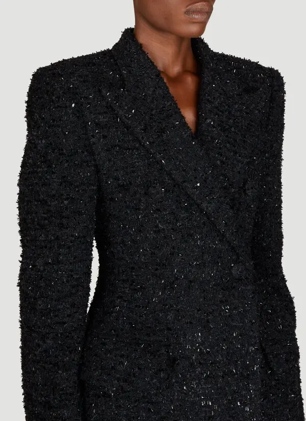 Balenciaga Hourglass Jacket In Wool-blend Tweed - Black
