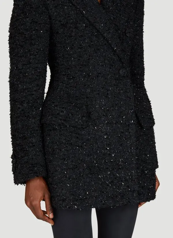 Balenciaga Hourglass Jacket In Wool-blend Tweed - Black