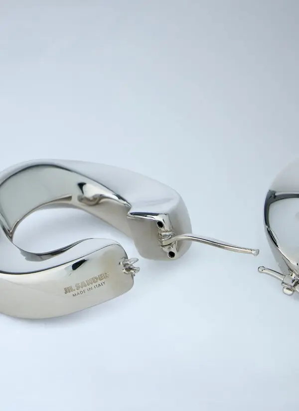 JIL SANDER Sculptural Hoop Earrings - Silver