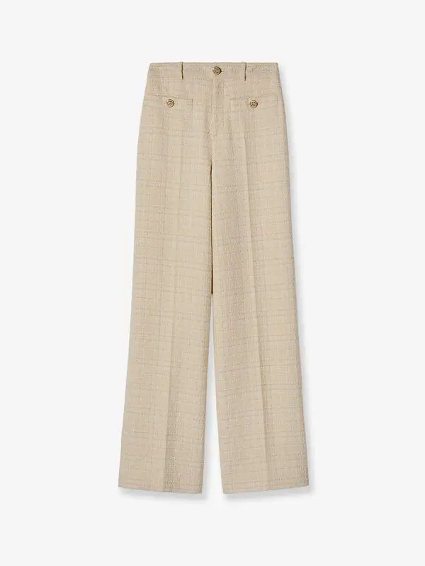 Gucci Cotton Blend Checked Pattern Trousers
