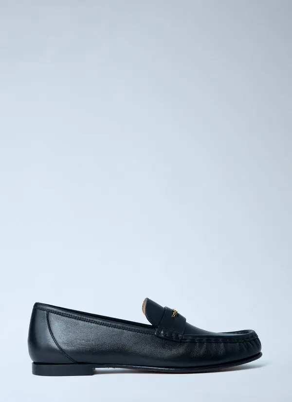 Chloé Leather Loafers With Penny Strap - Black