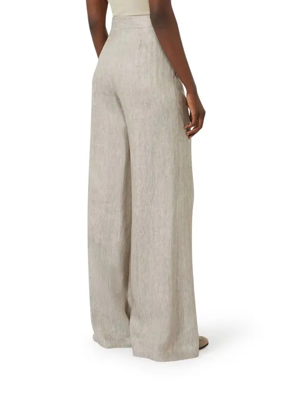 Max Mara Chevron Linen Wide-leg Trousers - Cream