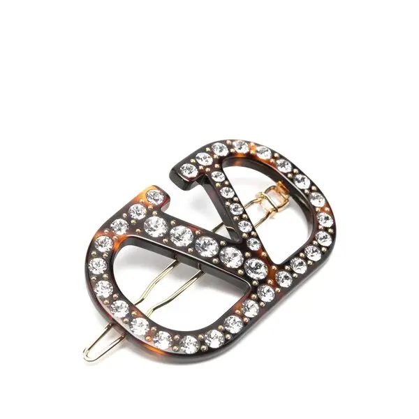 Valentino Garavani Embellished Logo Barrette