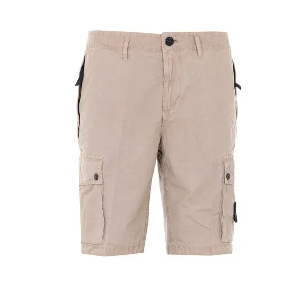 Stone Island Old Effect Cargo Bermuda Shorts - Cream