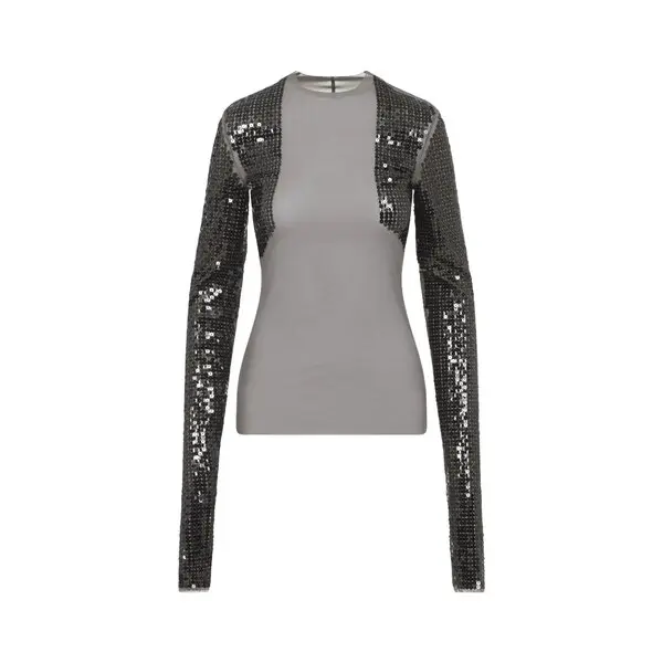 Rick Owens Dennis Sequined Mesh T-shirt - Brown