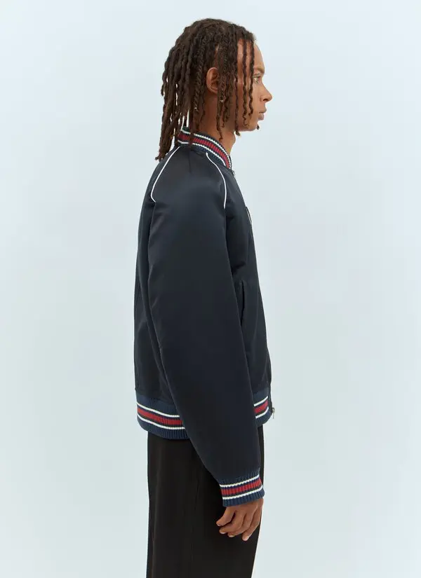WALES BONNER Bomber Jacket With Logo Patch - Black