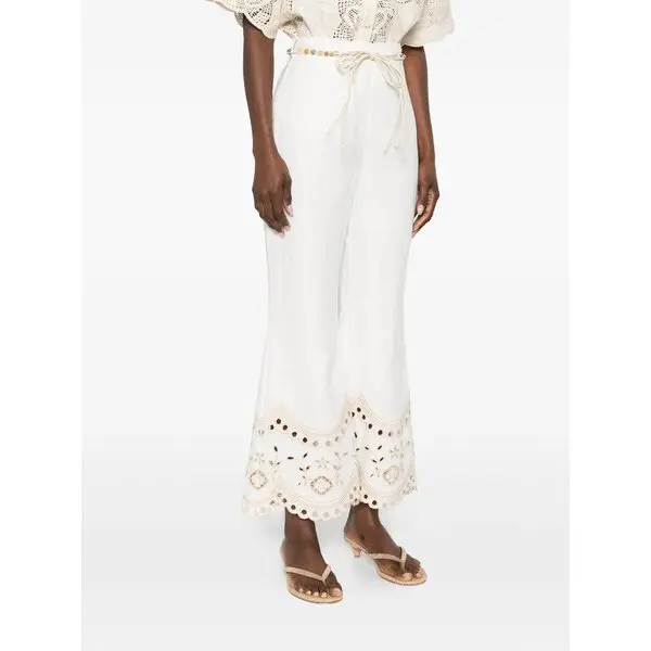 Zimmermann Palazzo Pants With Beaded Detail And Scalloped Hem