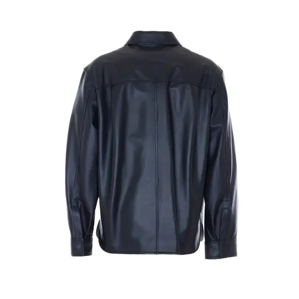 Loewe Leather Shirt With Mini Anagram Logo - Black