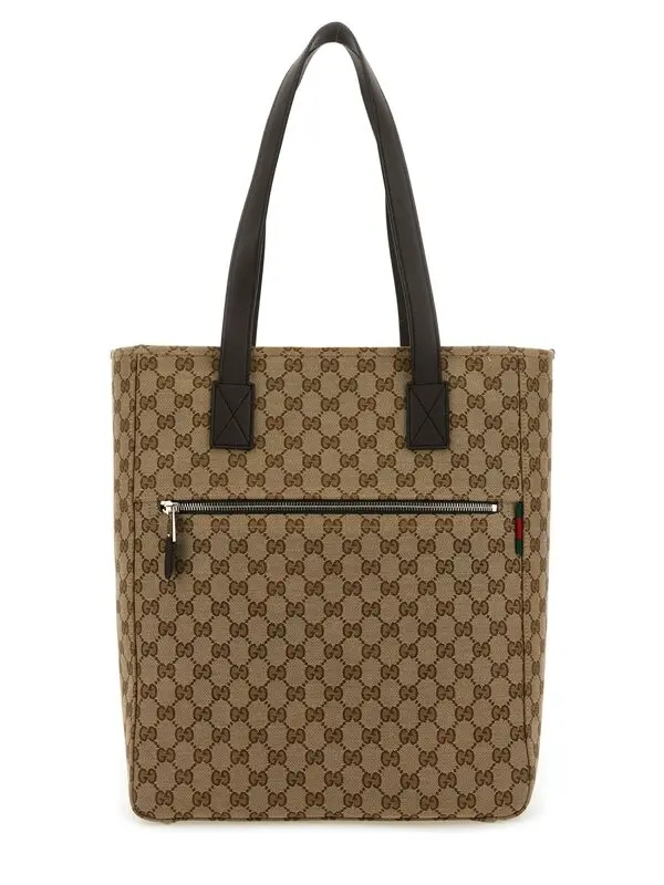 Gucci Gg Medium Fabric Shopping Bag - Brown