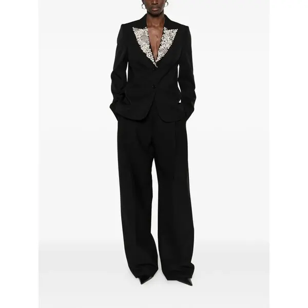 Alexander McQueen Embellished Peak Lapel Single-breasted Blazer
