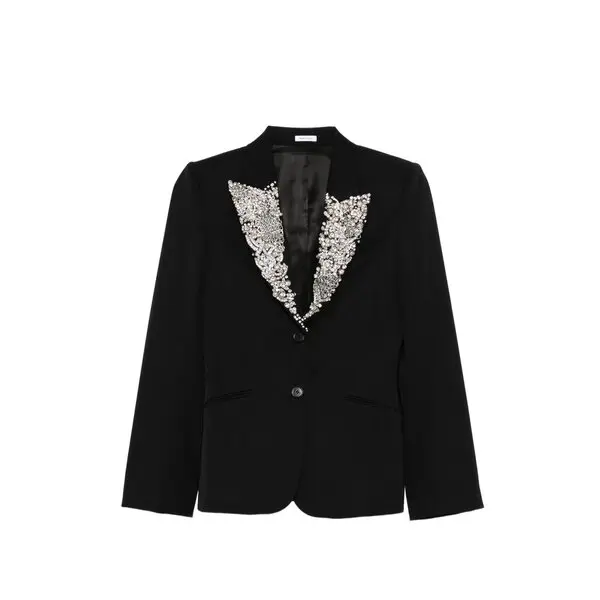 Alexander McQueen Embellished Peak Lapel Single-breasted Blazer - Black