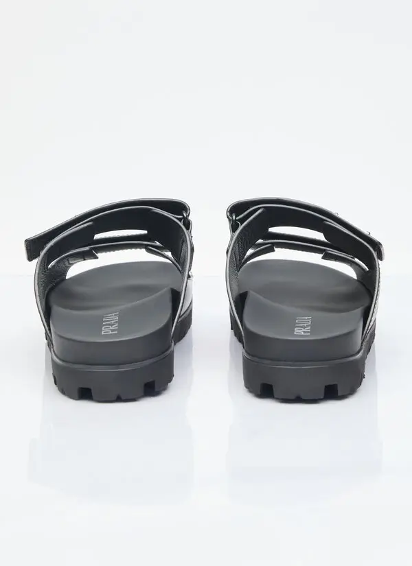 Prada Logo Plaque Leather Slides