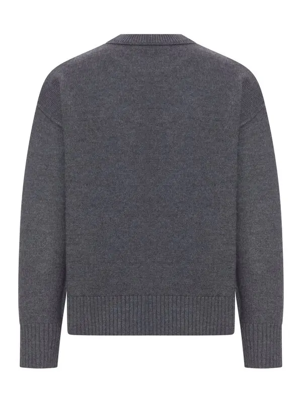 AMI Paris De Coeur Embroidered Merino Wool Sweater - Multicolor