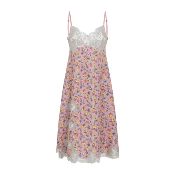 Dolce & Gabbana Silk Blend Mini Dress With Floral Motif