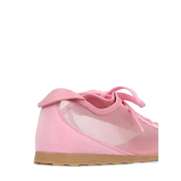 Jacquemus Paneled Mesh And Suede Lace-up Trainers - White