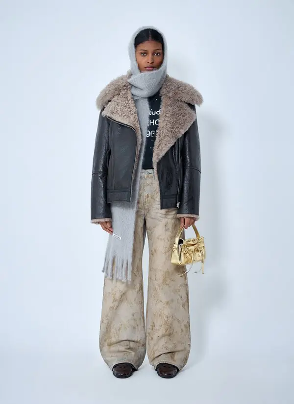 Acne Studios Leather Shearling Jacket - Gray