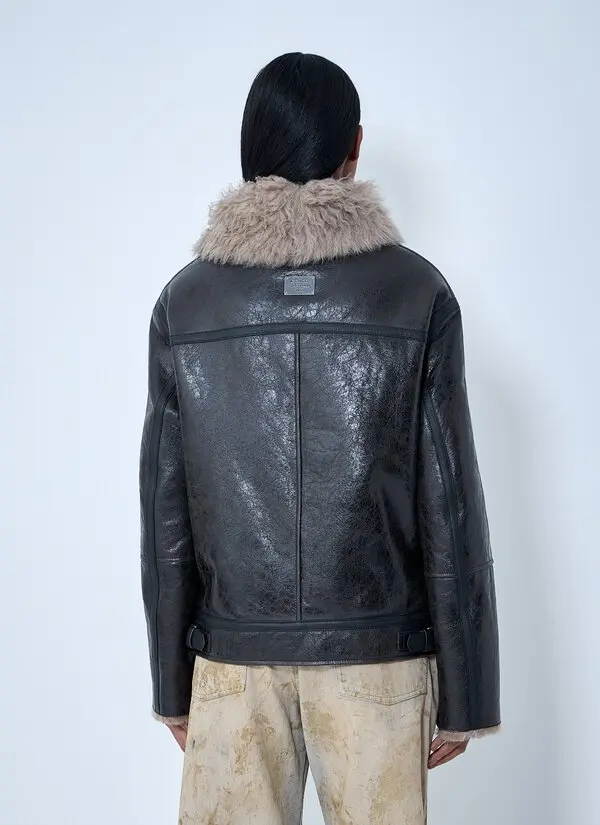 Acne Studios Leather Shearling Jacket - Gray