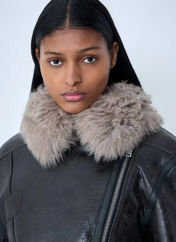 Acne Studios Leather Shearling Jacket - Gray