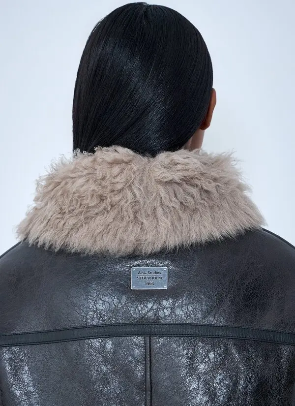 Acne Studios Leather Shearling Jacket - Gray
