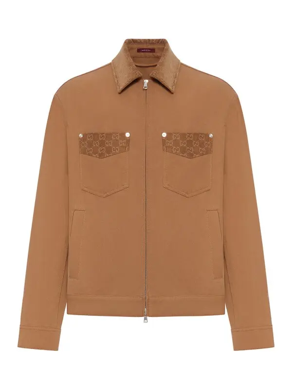 Gucci Heavy Cotton Canvas Jacket With Gg Fabric Inserts