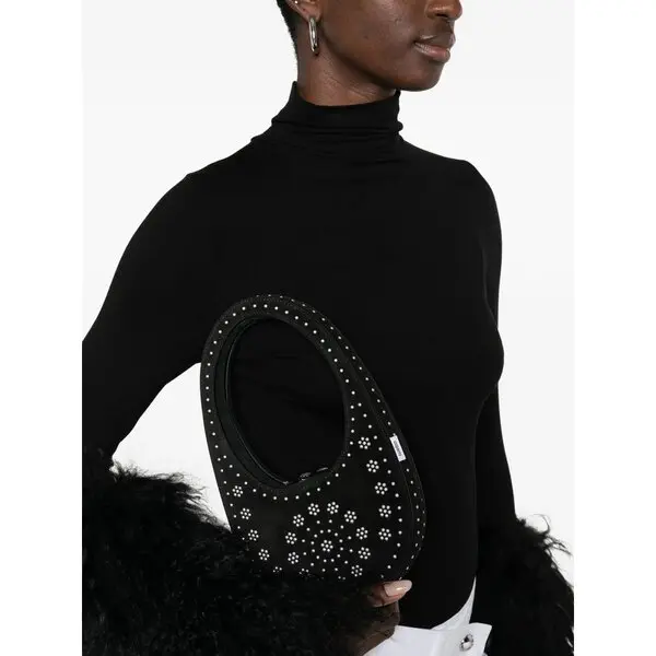 Coperni Suede Floral Motif Mini Bag - Black