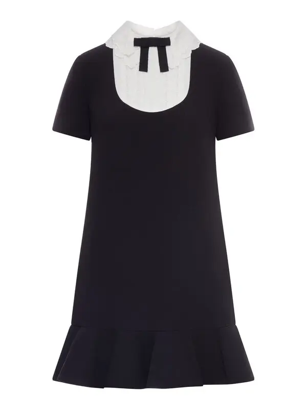 SELF-PORTRAIT Crepe Lace Bib Mini Dress