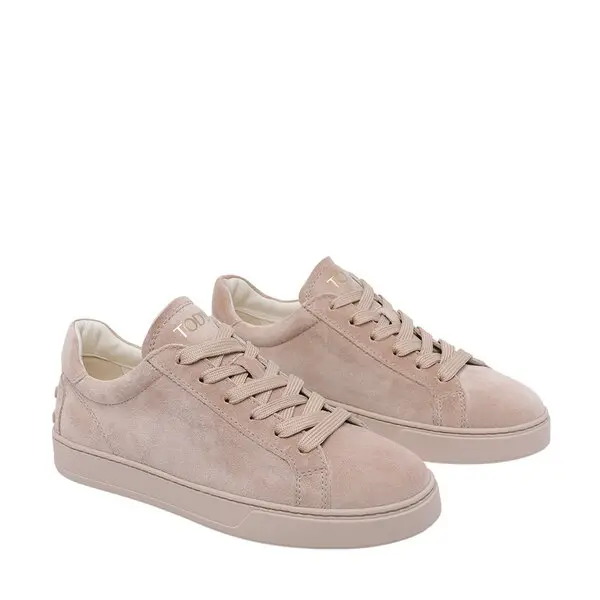 TOD'S Suede Leather Lace-up Sneakers - Cream