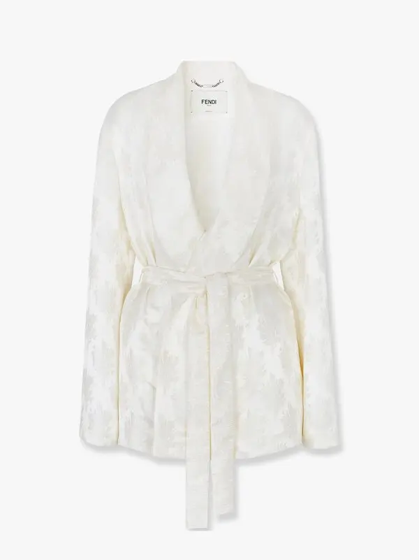 Fendi Jacquard Silk Blazer With Floral Motif - Multicolor