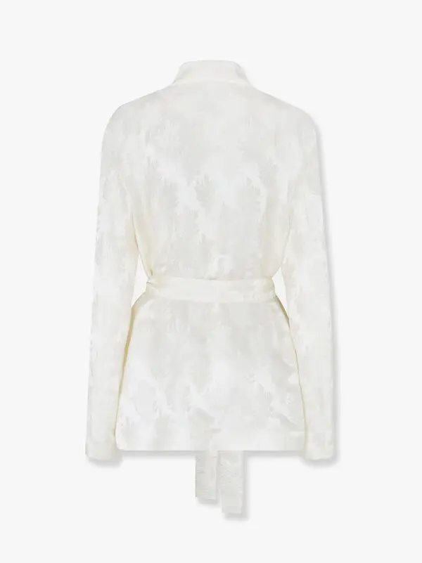Fendi Jacquard Silk Blazer With Floral Motif - Multicolor