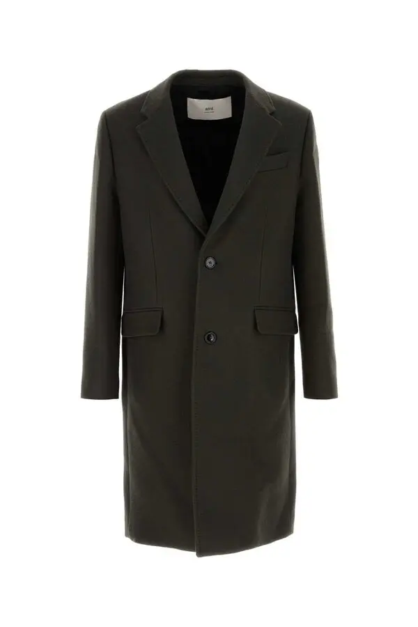 AMI Paris Charcoal Wool Coat - Gray