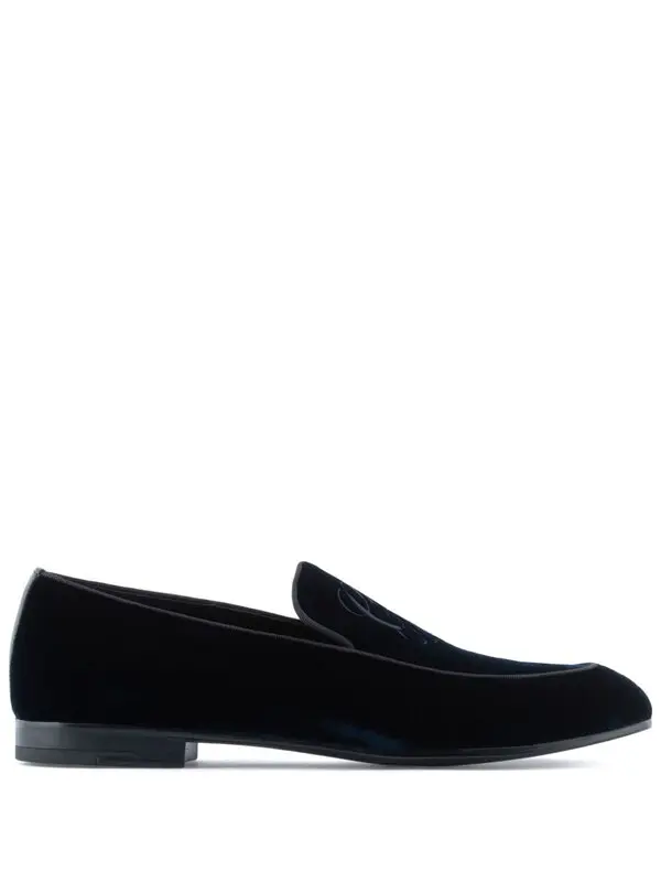 Giorgio Armani Velvet Loafers With Embossed Logo - Multicolor