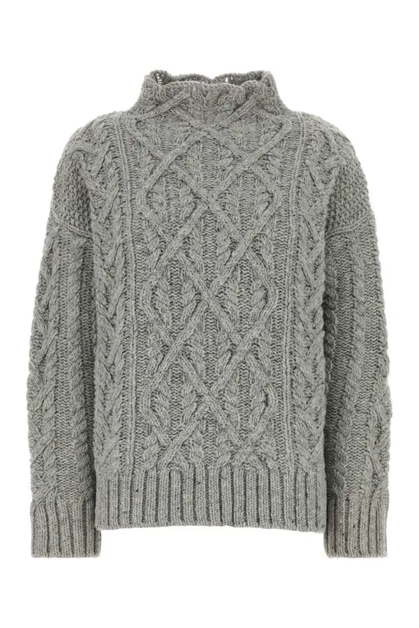 JIL SANDER Grey Wool Sweater - Gray