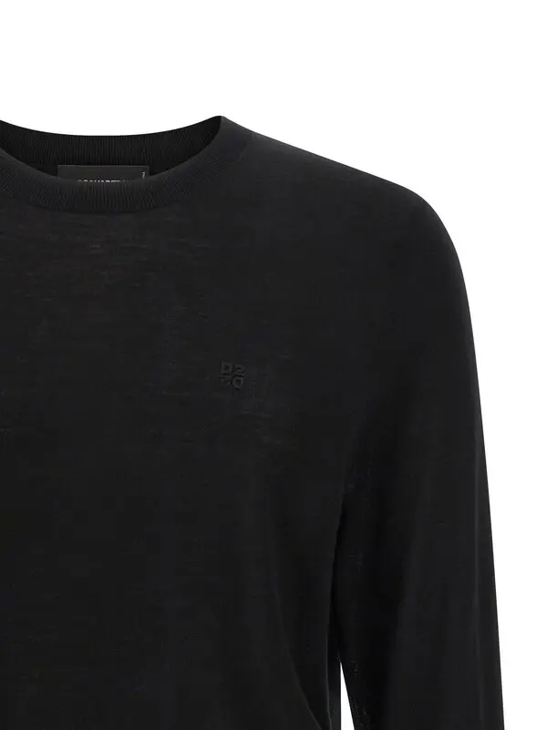 Dsquared2 Wool Sweater With Embroidered Logo - Black