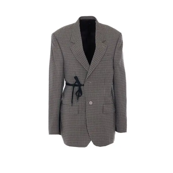 Balenciaga Wrap Tailored Jacket With Check Print - Multicolor