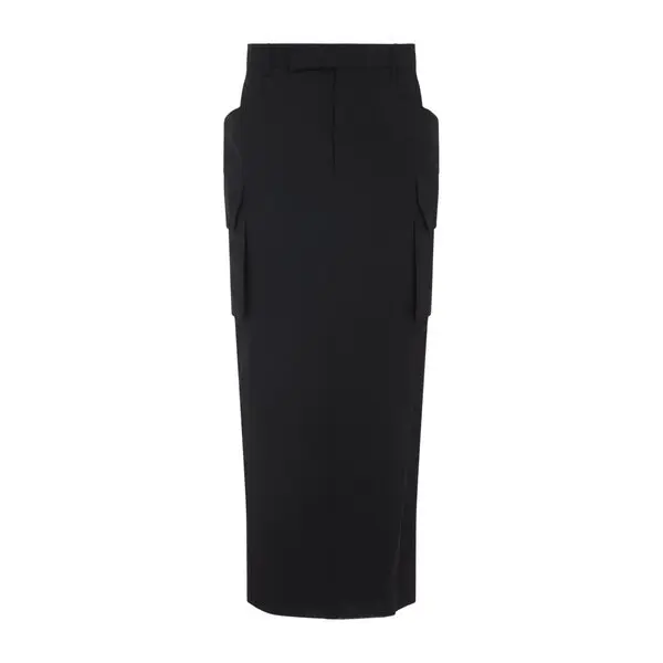 Rick Owens Virgin Wool Midi Skirt With Cargo Pockets