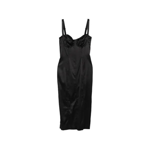Dolce & Gabbana Silk Blend Bustier Dress - Black