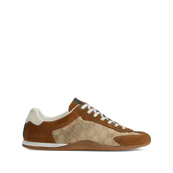 Gucci Low-top Gg Pattern Suede Sneakers - Cream