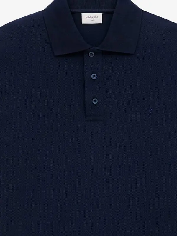 Saint Laurent Recycled Material Polo Shirt With Cassandre Embroidery - Multicolor