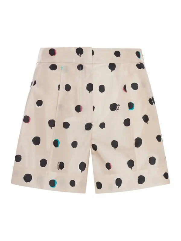 Fendi Polka Dot Moth Printed Silk Shorts - Multicolor