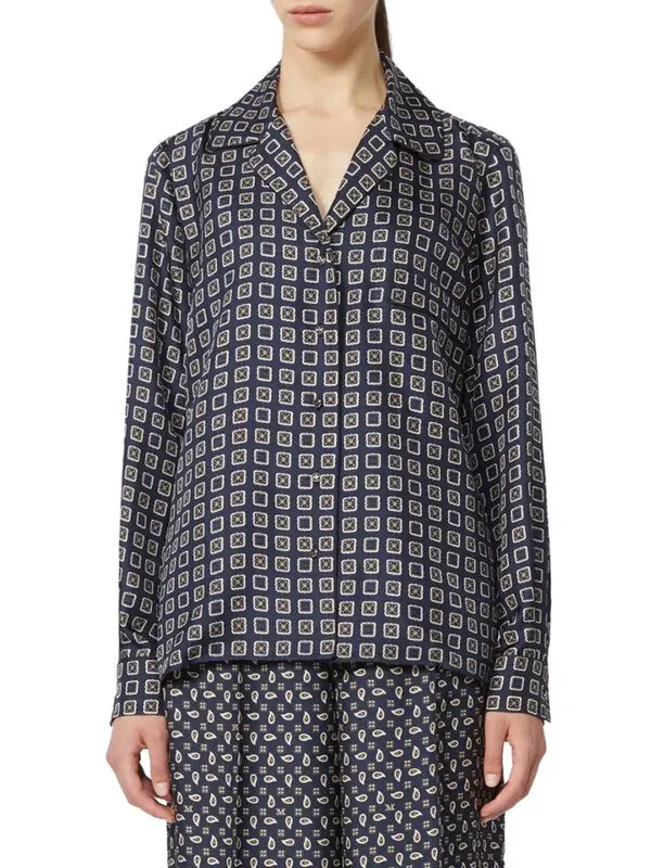 Max Mara Semi-fitted Printed Silk Twill Shirt