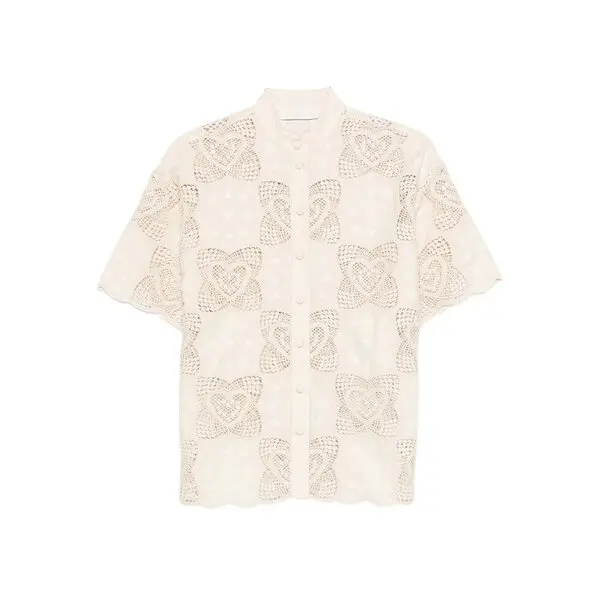 Zimmermann Crochet Heart Short Sleeve Blouse