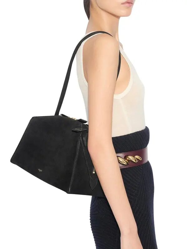 Alaïa Le Bouledogue Nubuck Shoulder Bag - Black