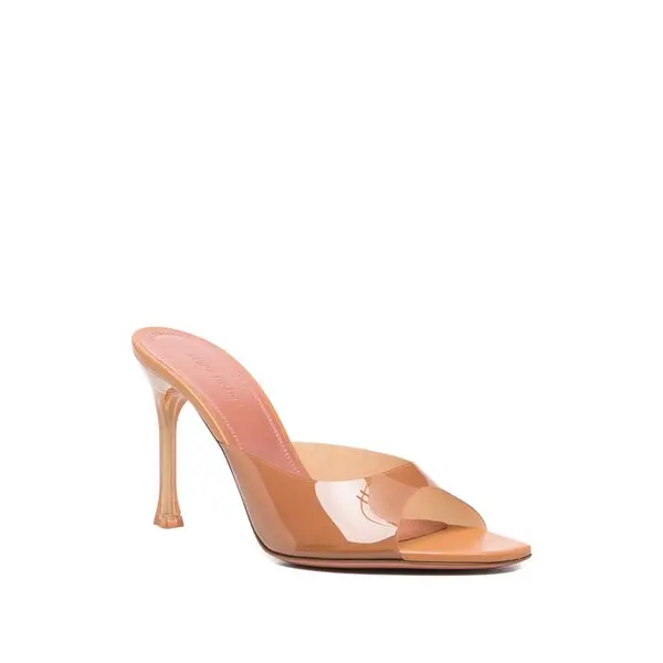 Amina Muaddi Apricot Translucent Mules - Orange