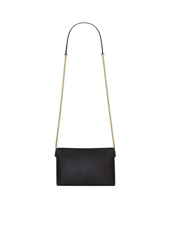 Saint Laurent Cassandre Logo Leather Shoulder Bag - Black
