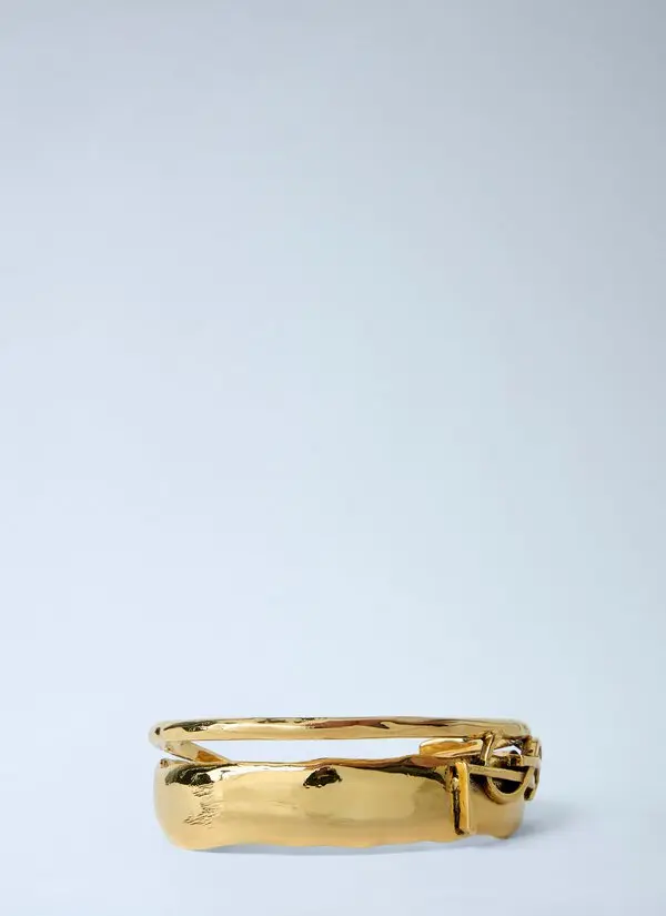 Saint Laurent Textured Metal Bangle - Gold